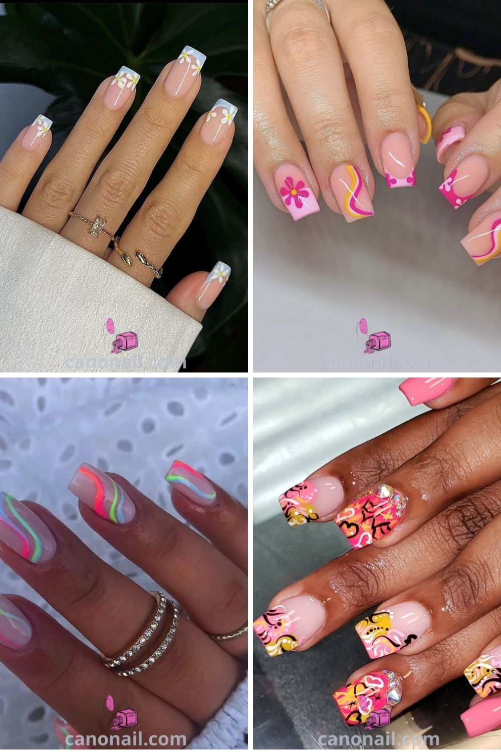 23 Stunning Spring Nail Ideas: Square Daisy & Floral Designs for Short ...